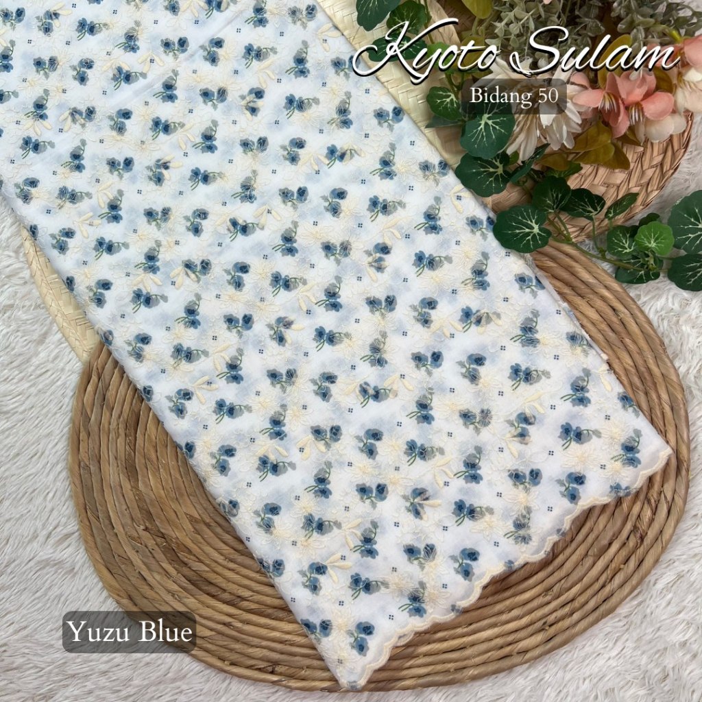 (2 METER) KYOTO B07 KAIN COTTON EMBROIDERY SULAM I KAIN PASANG PREMIUM ...