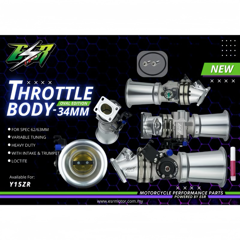 ESR MOTOR THROTTLE BODY TB CNC Y15ZR Y16ZR LC135 V8 FI NVX155 SIAP ...