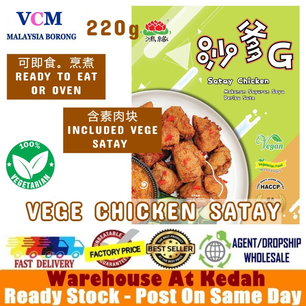EXCLWELL Vege Sate Ayam Vegetarian Chicken Satay 鸿缘全素沙爹 G Ready Stock ...