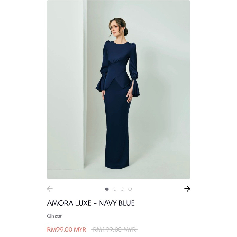 QISZAR | DRESS AMORA LUXE | SIZE L | NAVY BLUE | Shopee Malaysia