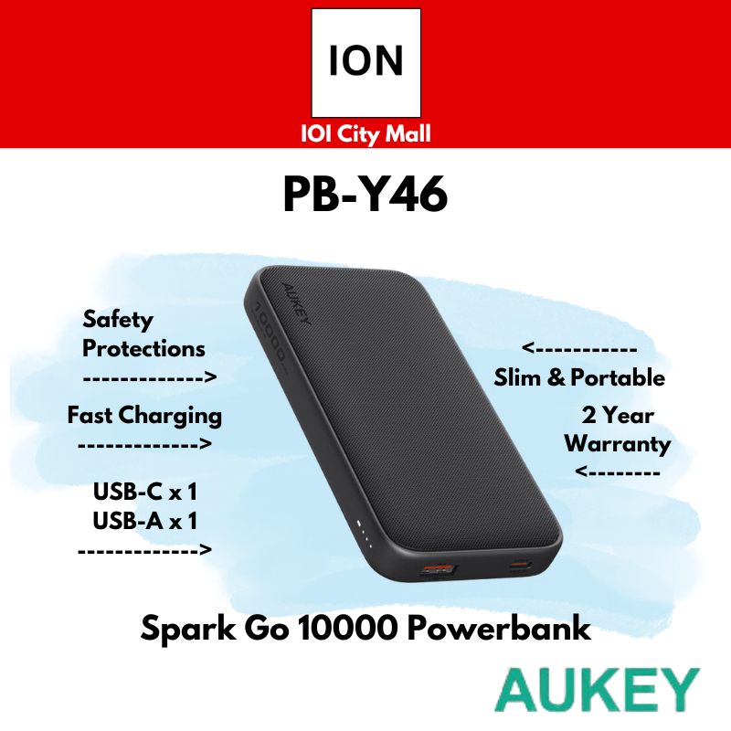 Aukey Spark GO 10000Mah PB-Y46 | 2 Year Warranty | Shopee Malaysia