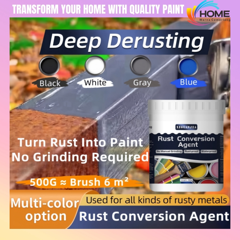 500g Rust Conversion Agent Water Based Aqua Metal Rust Paint Cat Besi ...
