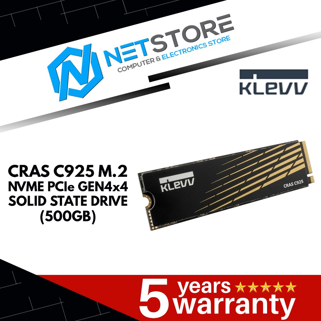 KLEVV CRAS C925 M.2 NVME PCIe GEN4x4 SOLID STATE DRIVE (500GB) - K500GM2SP0-C9T | Shopee Malaysia