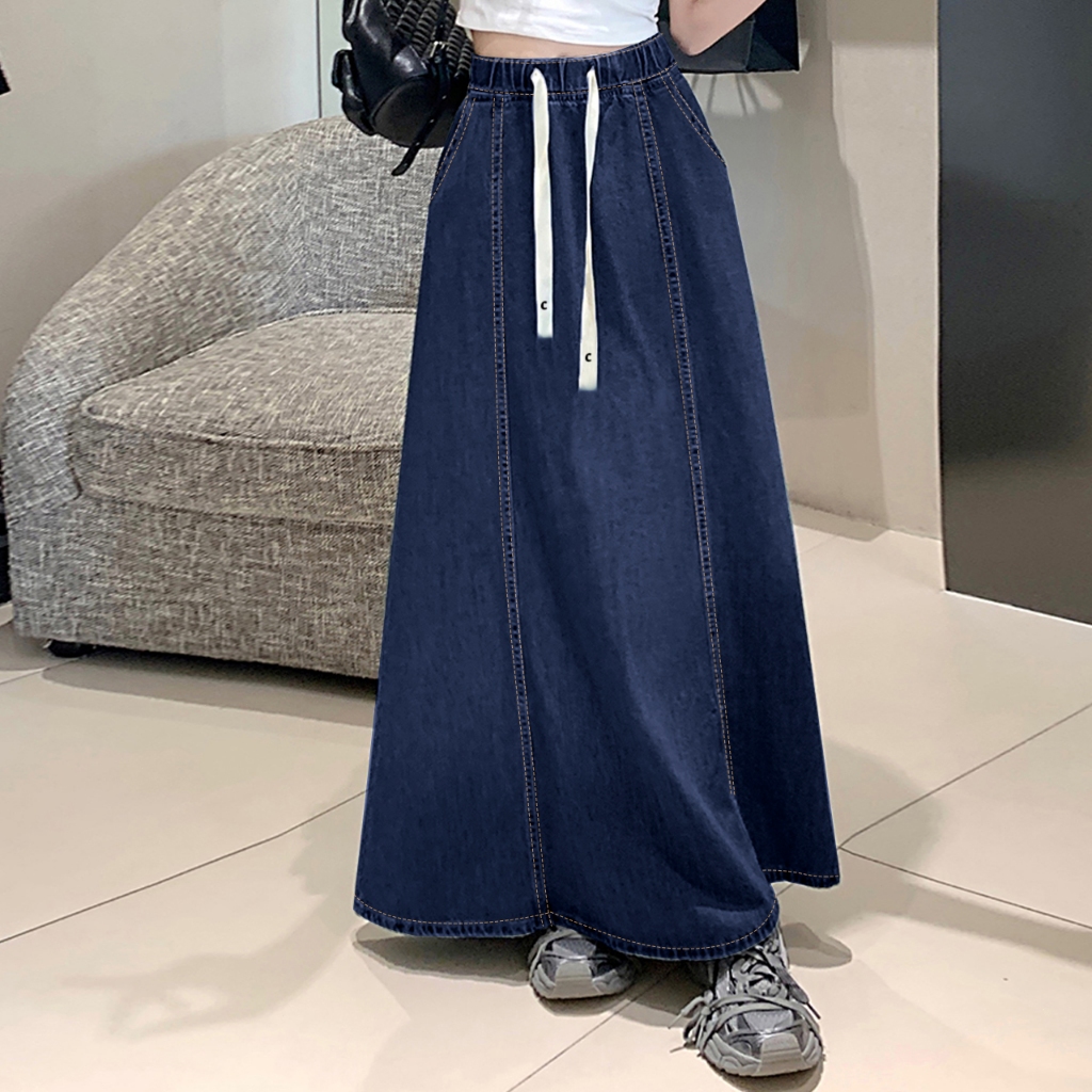 Rok Jeans Wanita Korean Style Baggy Vogue Elastic Waist Denim Skirt ...