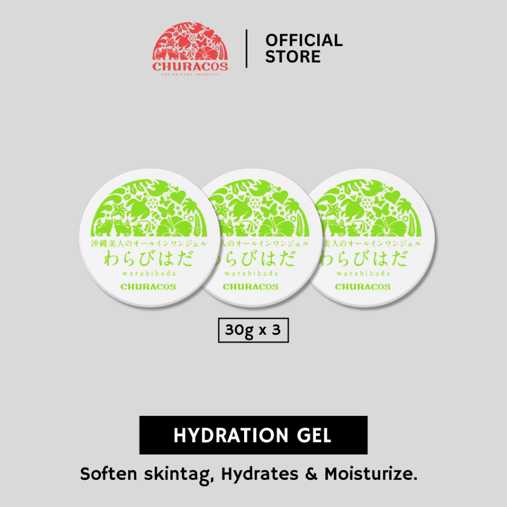 【Best Seller】CHURACOS Warabihada All-in-1 Hydration Gel (30Gx3) Moisture, Brightening & Skin ...