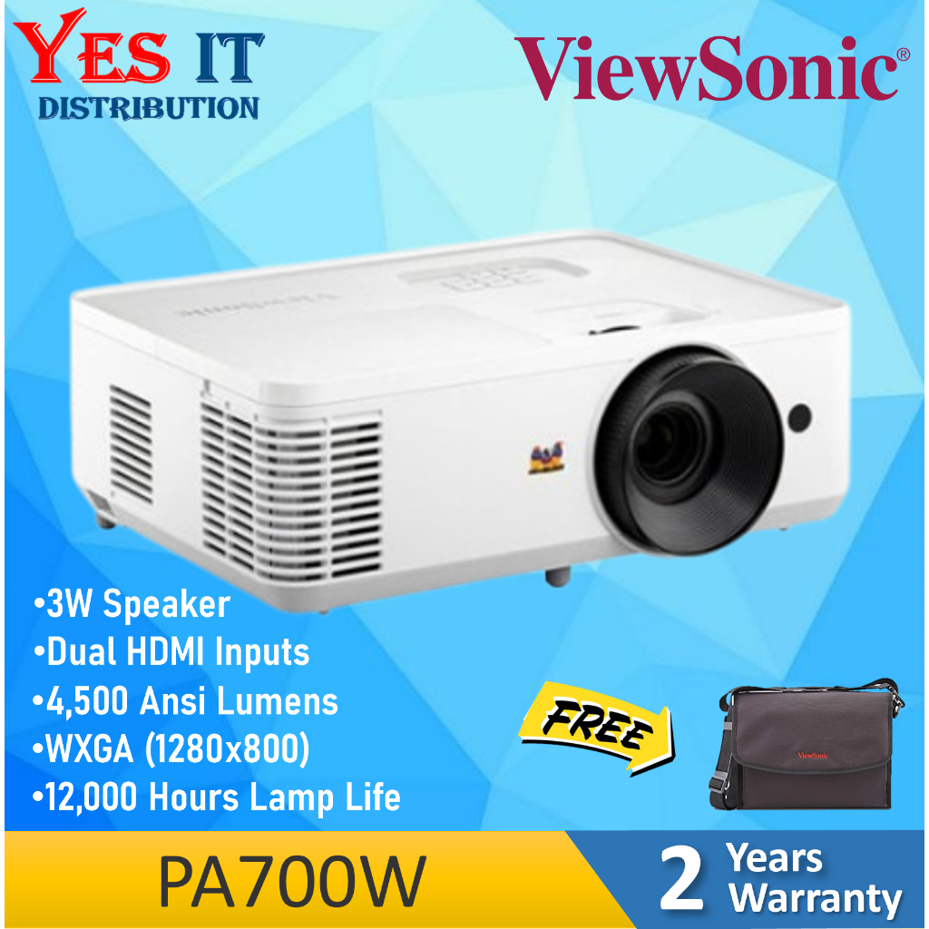 ViewSonic PA700X / PA700W SVGA XGA WXGA Business Projector | Shopee ...