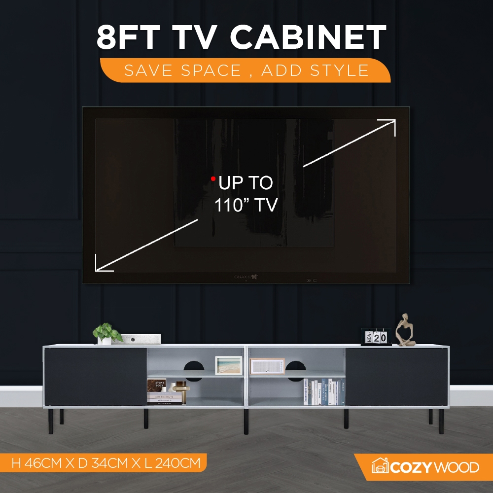 [COZY] 8ft TV Cabinet with Doors/TV Stand/Living Room Furniture/Rak Tv ...