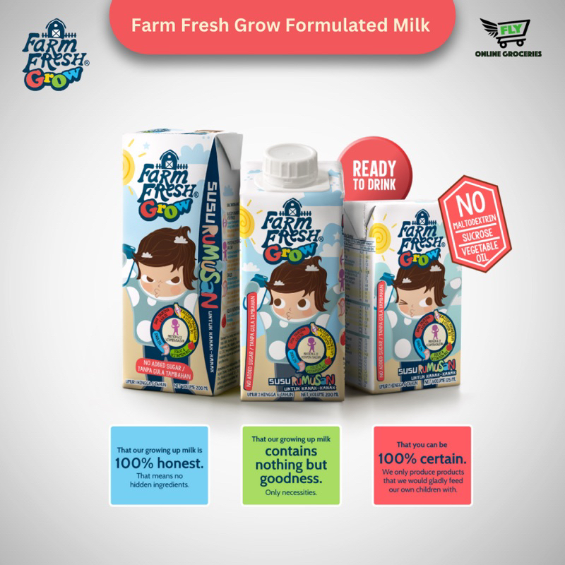 Farm Fresh Grow UHT Formulated Milk 200ml x 24 / 125ml x 32pack (with ...