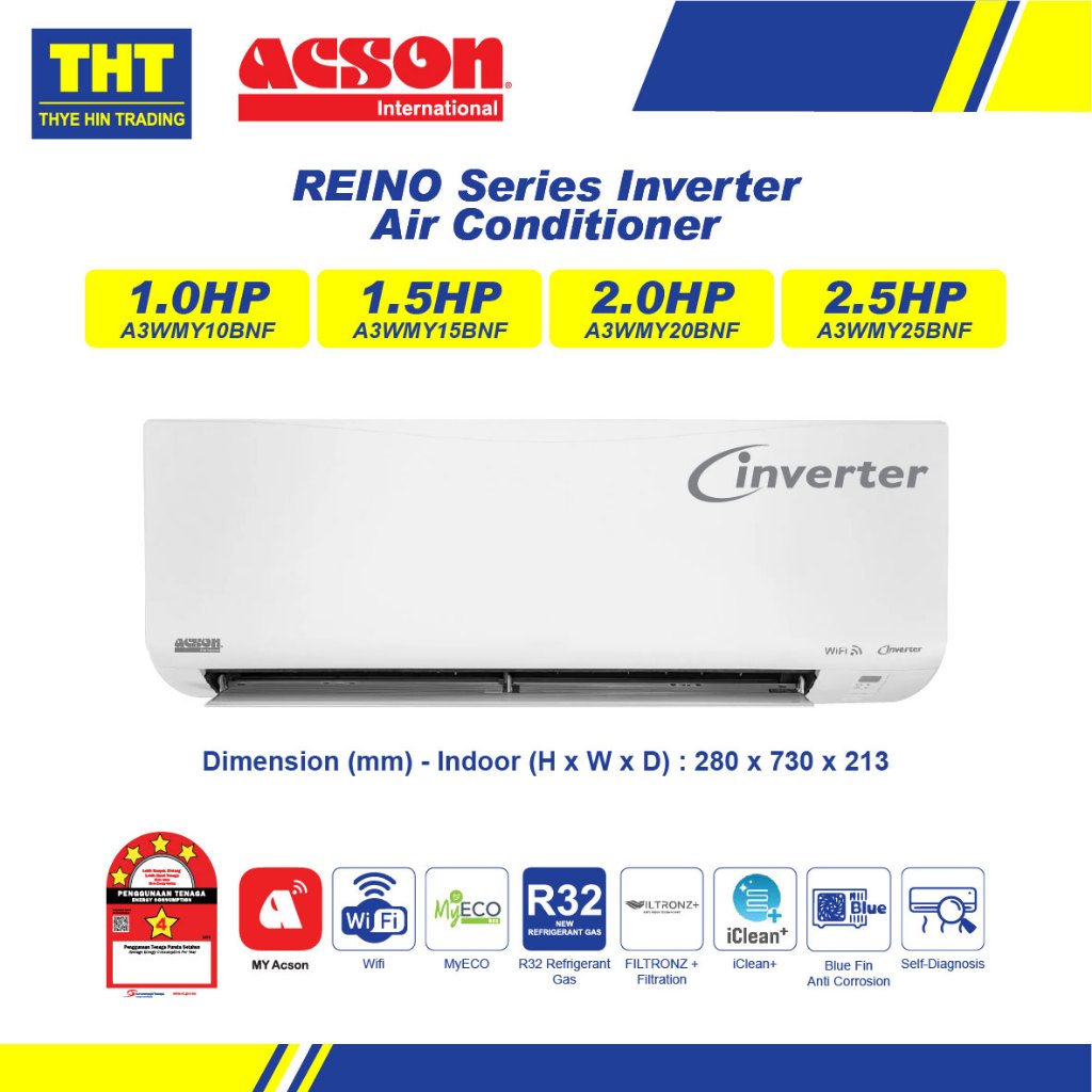 Acson REINO Series 1.0HP / 1.5HP / 2.0HP / 2.5HP Inverter Air ...