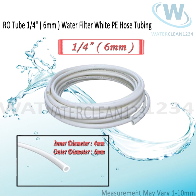 RO Tube 1/4" ( 6mm ) Water Filter White PE Hose Tubing ( 10/20/50 ...