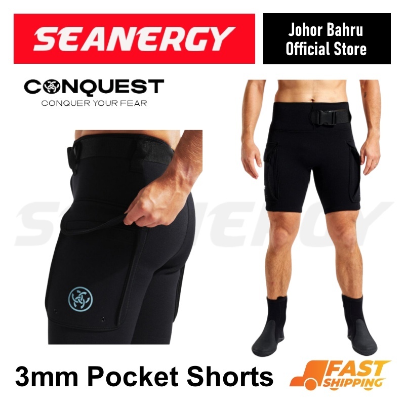 CONQUEST Wetsuit Men Pocket Short Pant Cargo Pant CP002 3mm Neoprene ...