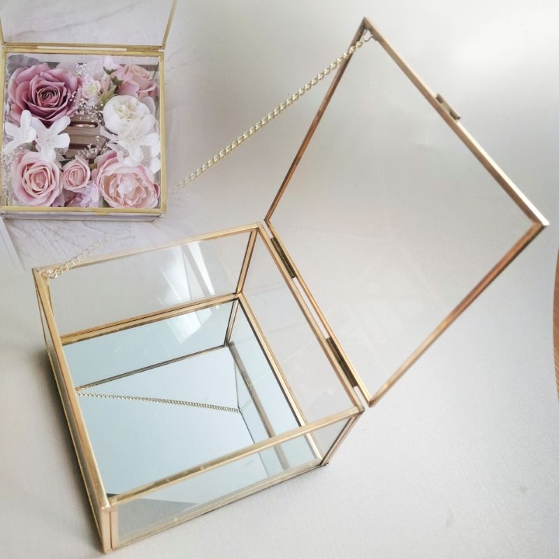 Nordic ins square gold glass storage box wedding gift (bekas kaca empat ...