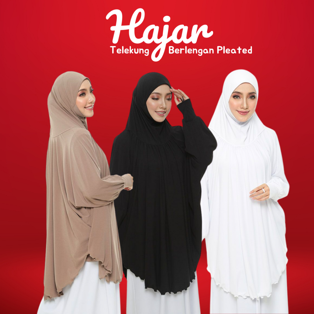 TELEKUNG BERLENGAN TOP HAJAR PLEATED TELEKUNG UMRAH HAJI IRONLESS TELEKUNG SAHAJA TANPA KAIN ...