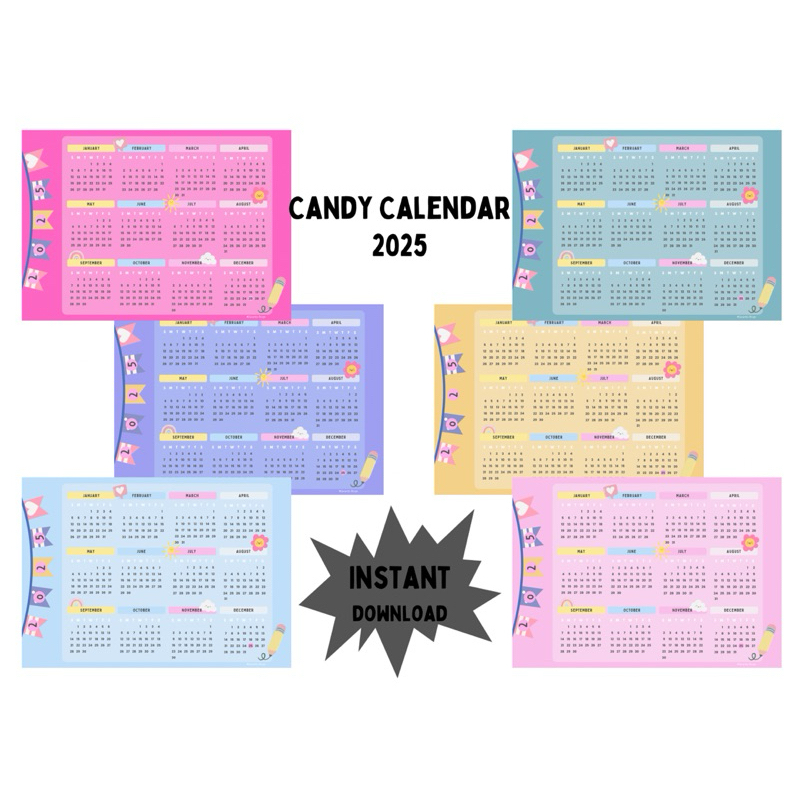 2025 Calendar Cute Pastel Colourful | Shopee Malaysia