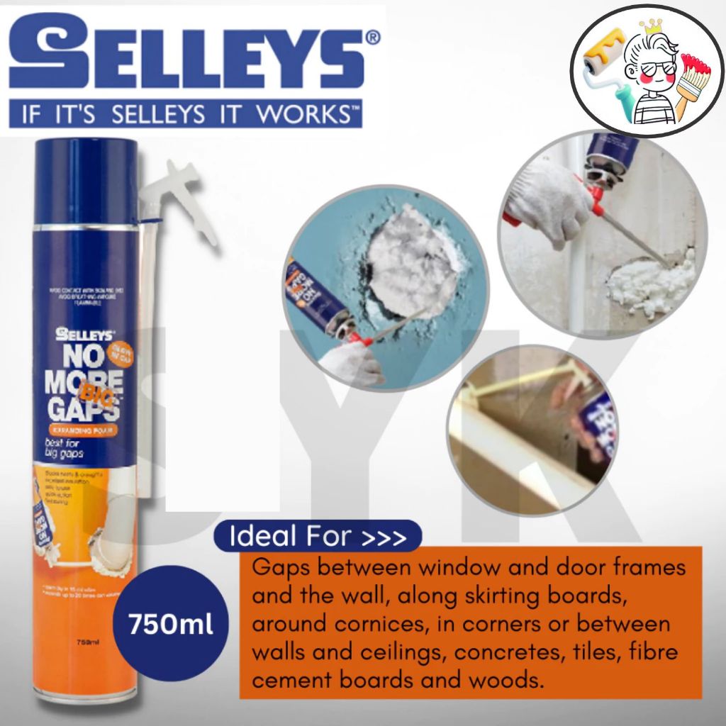 Selleys 750ml No More Big Gap Expanding Foam Wall Air Cond Pipe Gap ...