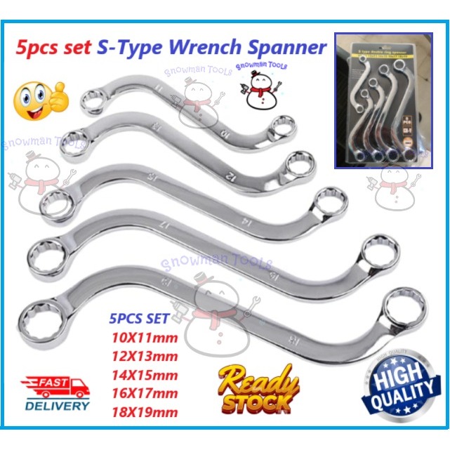 5pcs set S-Type 10-19MM Wrench Spanner Auto Repair Wrenches Tool double ...