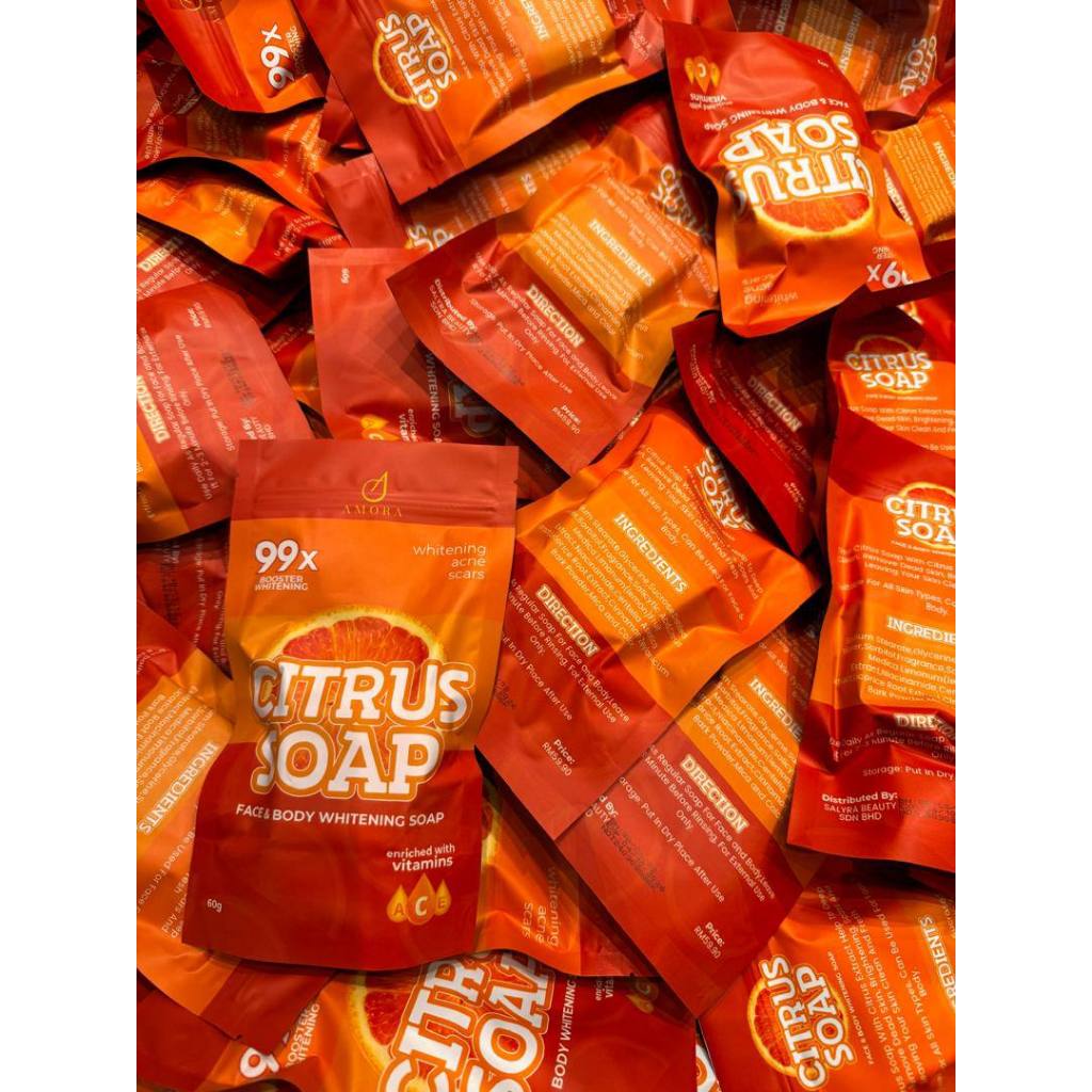 AMORA CITRUS SOAP FACE & BODY WHITENING SOAP-60GM | Shopee Malaysia