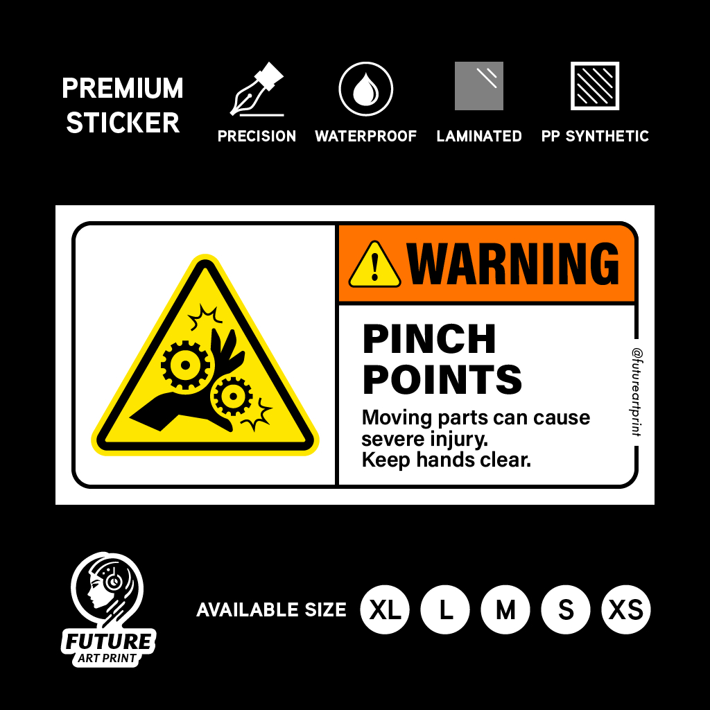 Pinch Points. Safety Sticker. Warning Caution Danger Sign Label Hazard ...