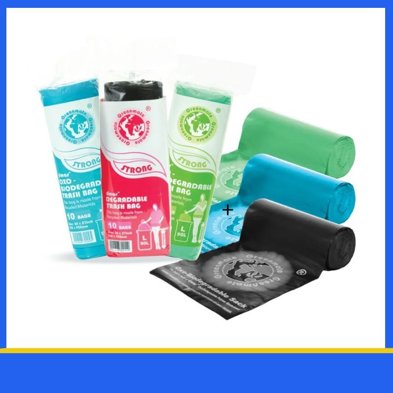 Greenmate Oxo-Biodegradable Rubbish Plastic Garbage Bag Roll 90L ...