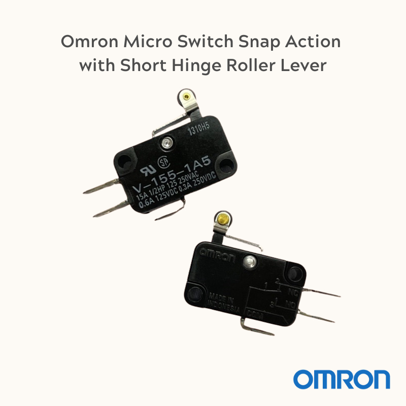 Omron Micro Switch Snap Action with Short Hinge Roller Lever V-155-1A5 | Shopee Malaysia