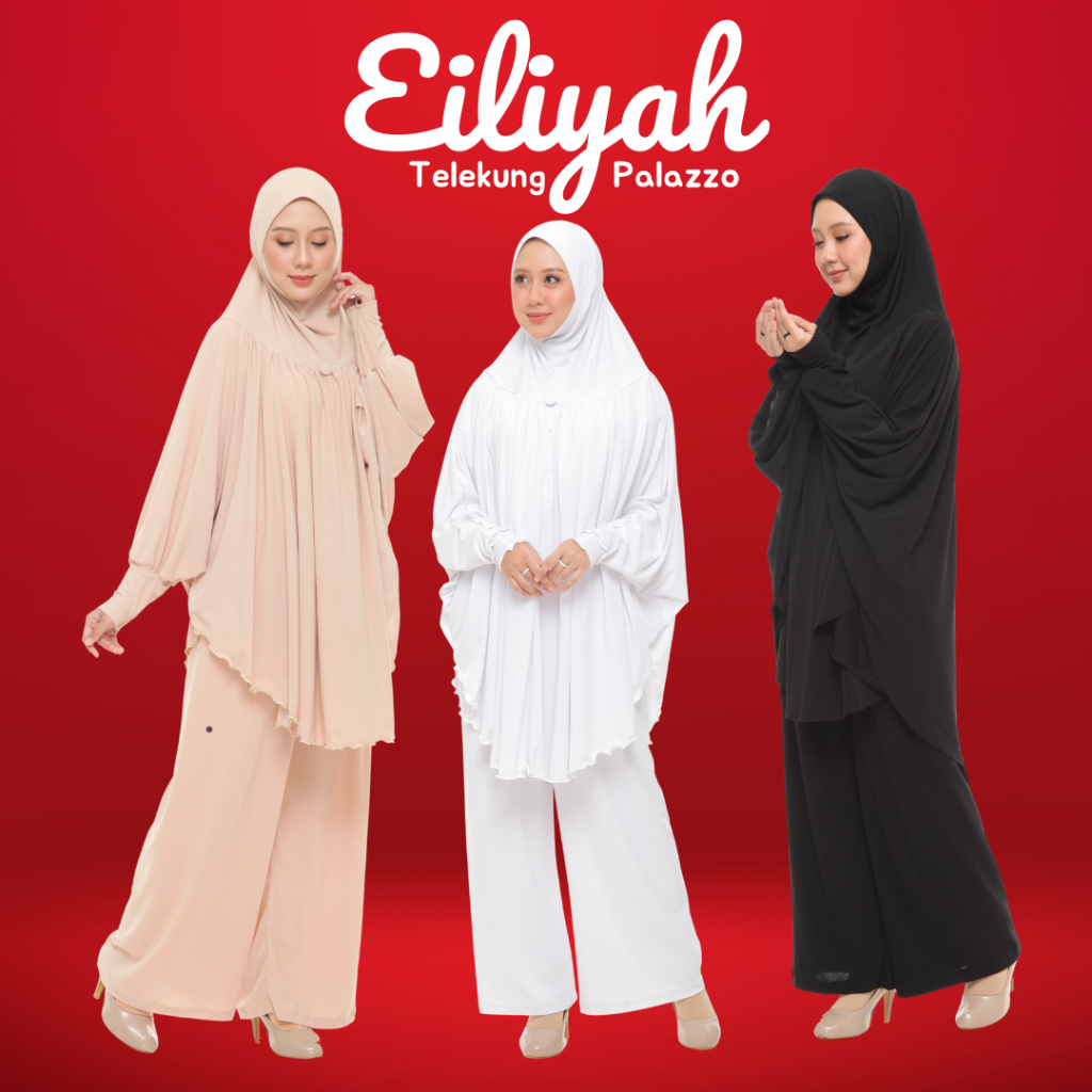 Telekung Palazzo Eiliyah Suit Muslimah Haji Umrah Moss Crepe Exclusive ...
