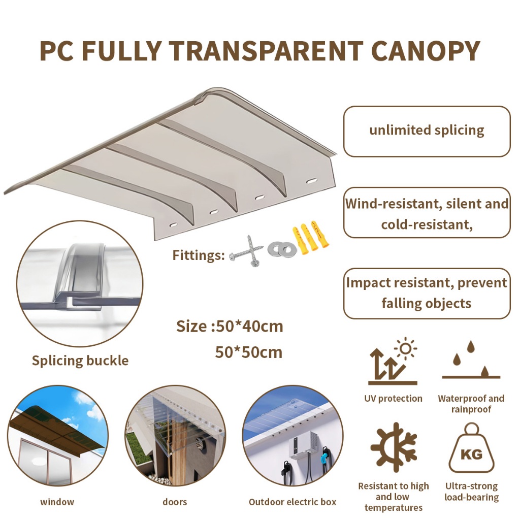 Outdoor Bracketless Canopy Rain Shield Window Eave Balcony Rain UV ...