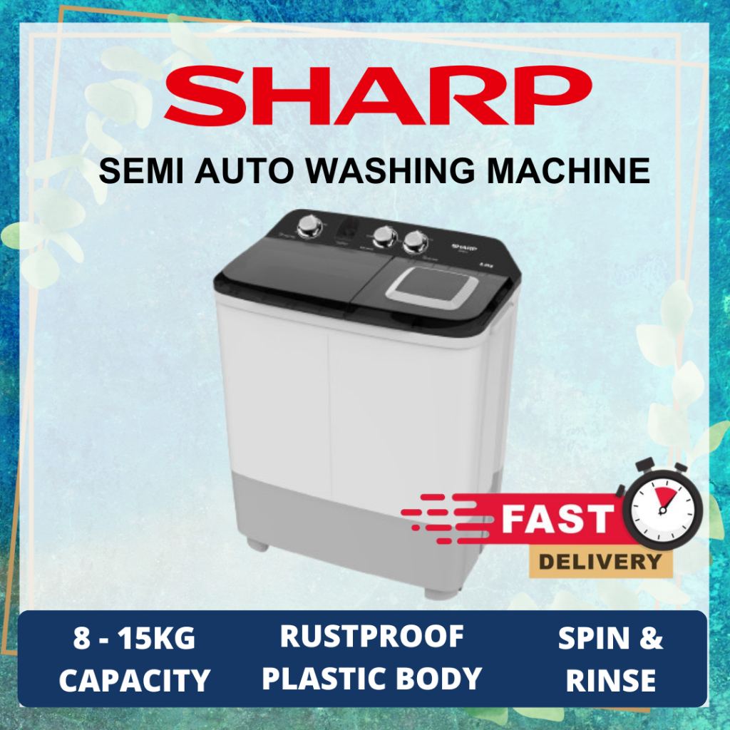 Sharp Semi Auto Washing Machine 8Kg/11kg/13kg/15kg Mesin Basuh Semi Auto Sharp ESTP8016 ...