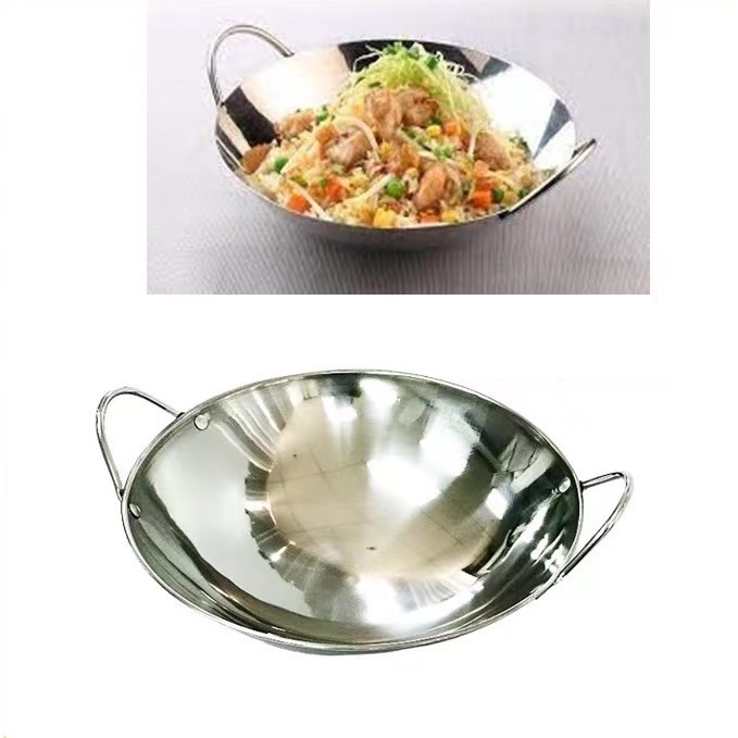 30852 9^ STAINLESS STEEL FOOD SERVING MINI WOK WITH HANDLE/ KUALI KECIL ...