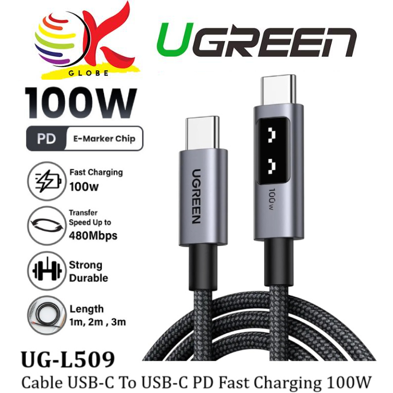 UGREEN UNO L509 CABLE E-MARKER USB-C TO USB-C FAST CHARGING 100W/TYPE C PD 3.0/ TRANSFER SPEED ...