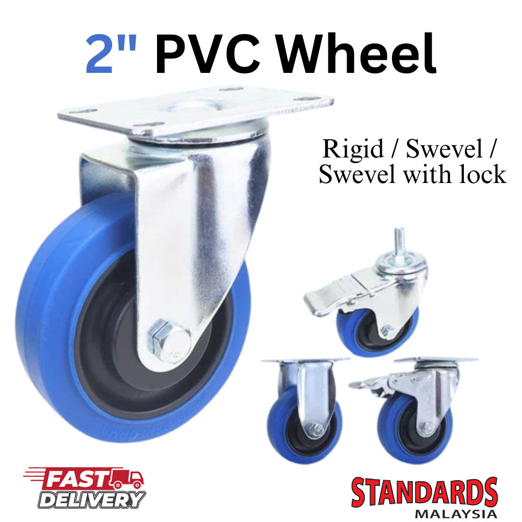 2" PVC Caster PVC Wheel Kastor Roda Getah Dengan Brek Sampingan [Rigid ...
