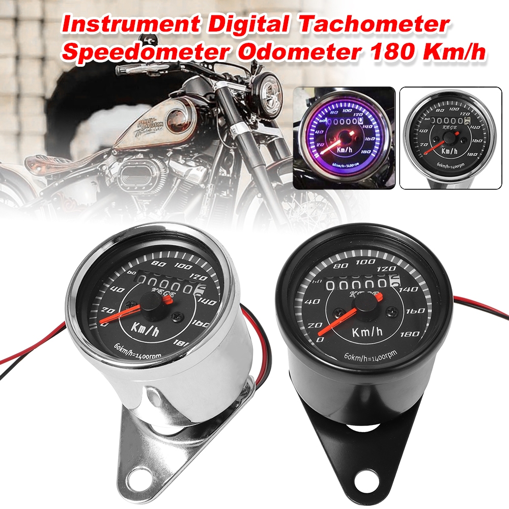 Universal Motorcycle Speedometer Double Color LED Light Odometer Speed ...