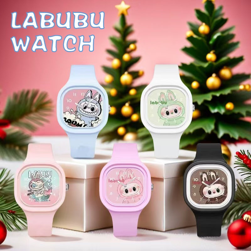Square BubbleMart labubu watch silicone quartz watch Kindergarten ...