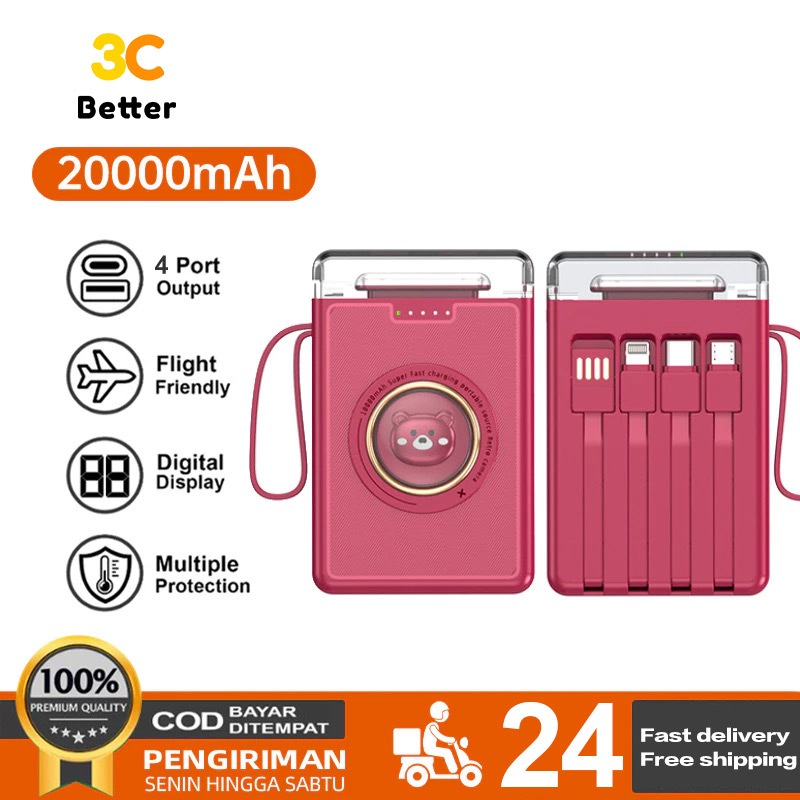 20000mah Powerbank Mini Portable Fast Charge Cute Bear Design with ...