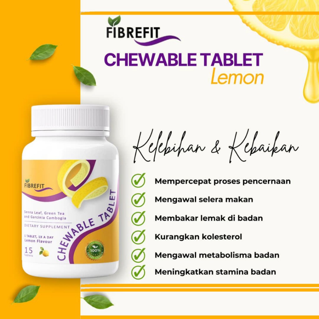 CHEWABLE TABLET LEMON FIBREFIT | Shopee Malaysia