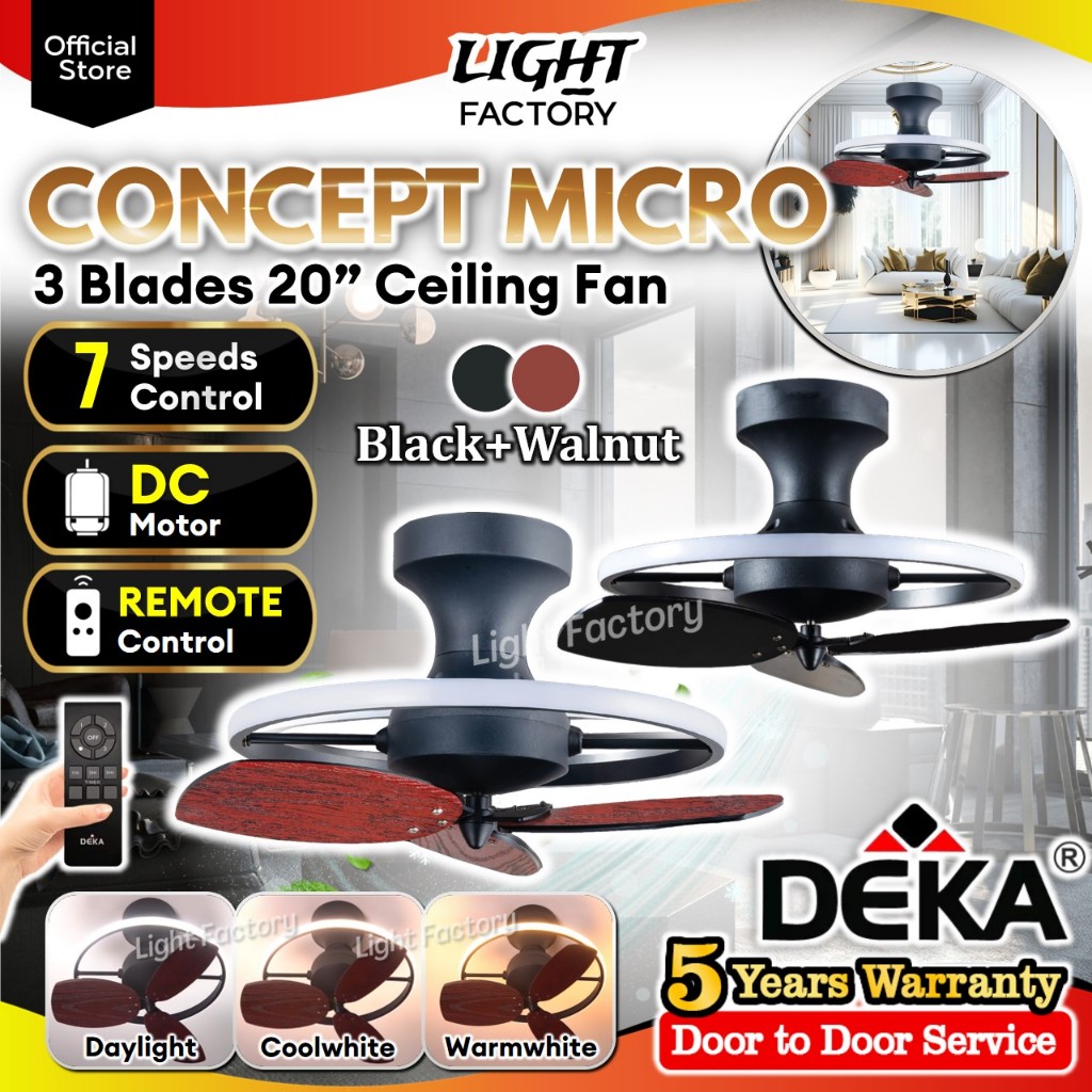 🔥NEW🔥 DEKA CONCEPT MICRO 20" 3 Blades DC Baby Fan with 7 Speeds Remote ...