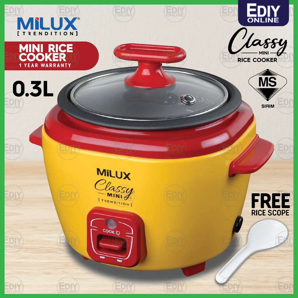 【SIRIM 3 PIN】 MILUX MRC703 MRC-703 / MRC603 MRC-603 0.3L CLASSY ELECTRIC MINI RICE COOKER PERIUK ...