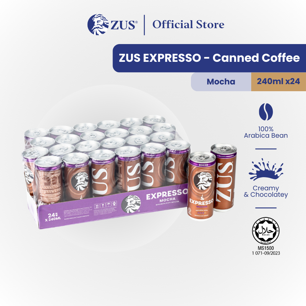 ZUS EXPRESSO™ - Mocha - 240ml - 24's (1 x 24 cans) (RTD Canned Coffee ...