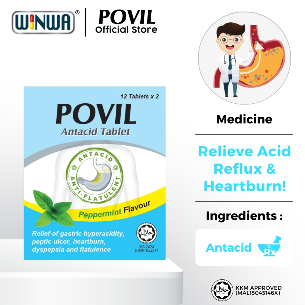 POVIL Antacid Chewable Tablet - For Digestion & Gastric Pain | Shopee ...