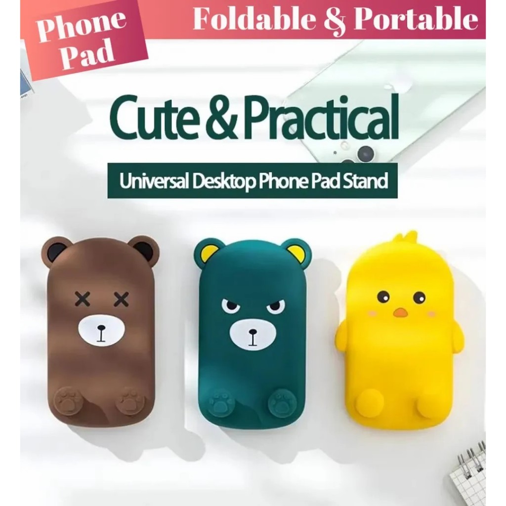 Table Phone Stand 手机桌面支架可折叠 Foldable Cartoon Adjustable Handphone Clip ...
