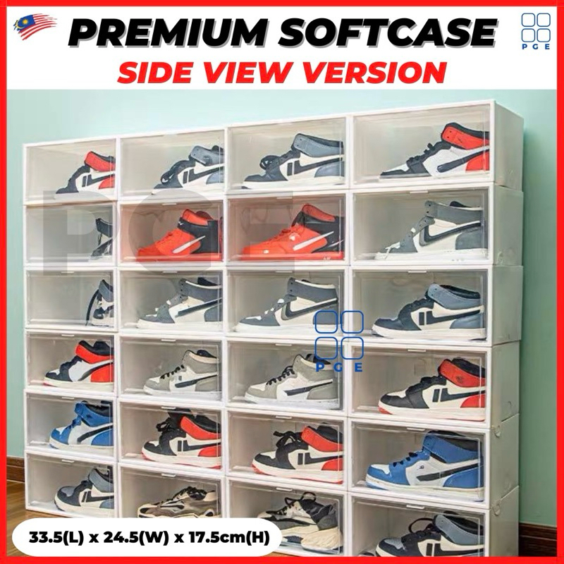 【Side View】Large Stackable Interlock Side Open Shoe Box Storage Box Organiser Display Shoe ...