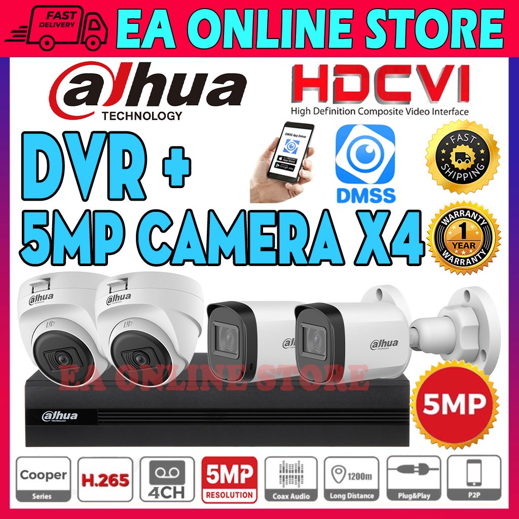 DAHUA CCTV 4-CHANNEL 5.0MP Package set Full HD CCTV 5MP 4CH DVR ...