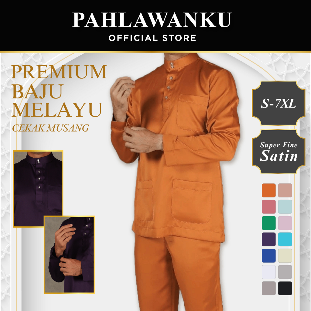 Pahlawanku Baju Melayu Plus Size 7XL Baju Melayu Satin Selesa Senang Gosok | Shopee Malaysia