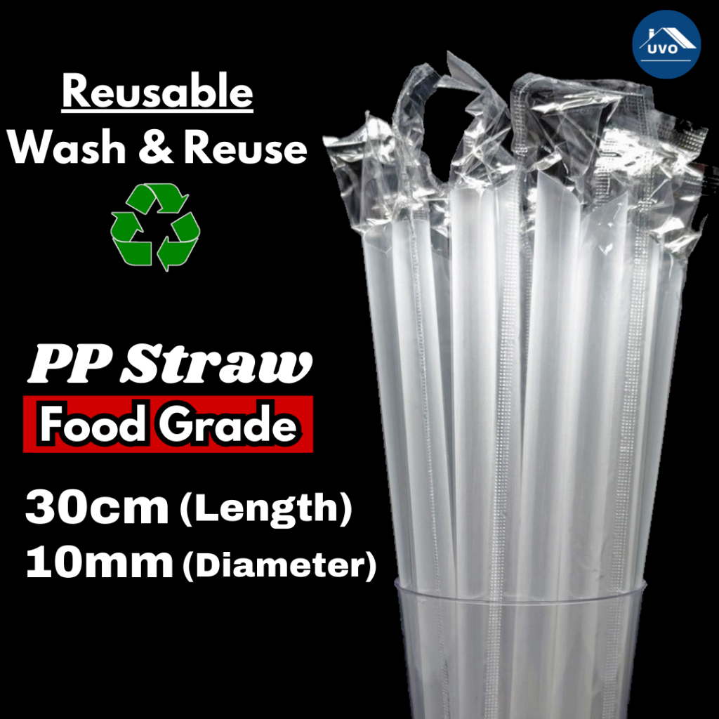 [𝗥𝗲𝘂𝘀𝗮𝗯𝗹𝗲] 30cm Transparent Drinking Straw Food Grade Boba Milk Tea ...