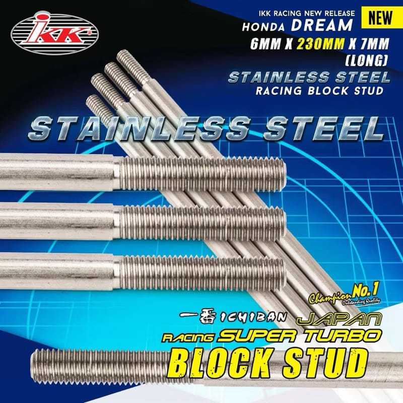 HONDA EX5 / DREAM / CLASS 1 IKK RACING BLOCK STUD STAINLESS STEEL BLOT TIANG 220/225/230MM ...