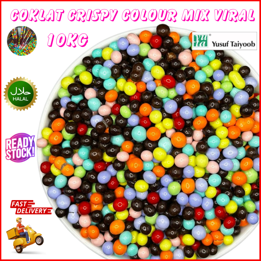 COKLAT CRISPY VIRAL MIX ( 10KG ) CRISPY COLOUR + BLACK Chocolate Coated ...