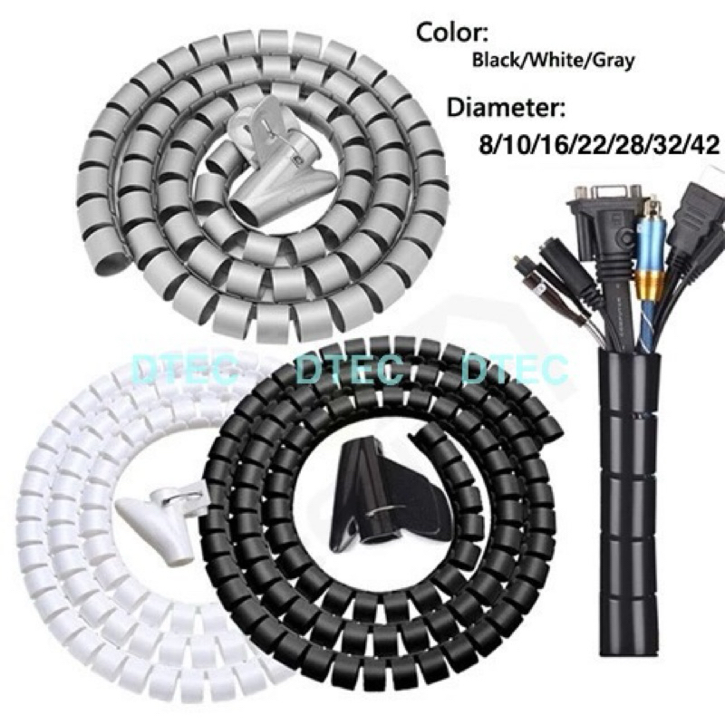 Ready Stock 8mm 10mm 16mm 22mm 28mm 32mm 42mm Flexible Spiral Cable ...