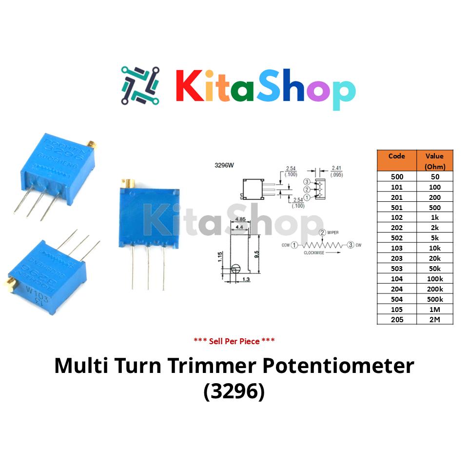 Multi Turn Trimmer Potentiometer (3296) | Shopee Malaysia