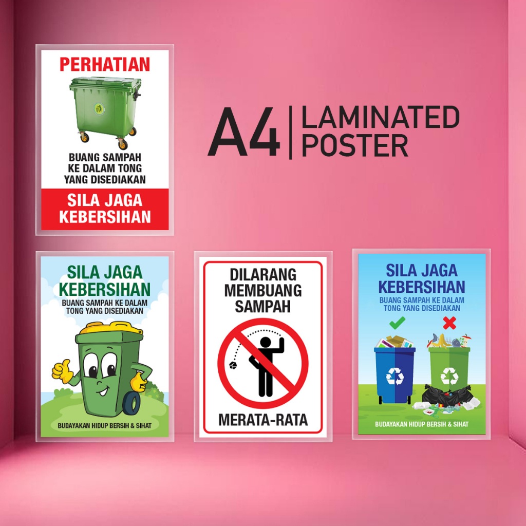 KEEP CLEAN SIGNAGE | Poster Dilarang Membuang Sampah Merata A4 /A3 Size ...