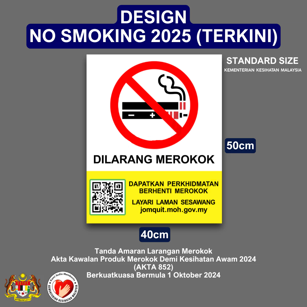 No Smoking 2025 Dilarang Merokok New Signage Card Government KKM ...