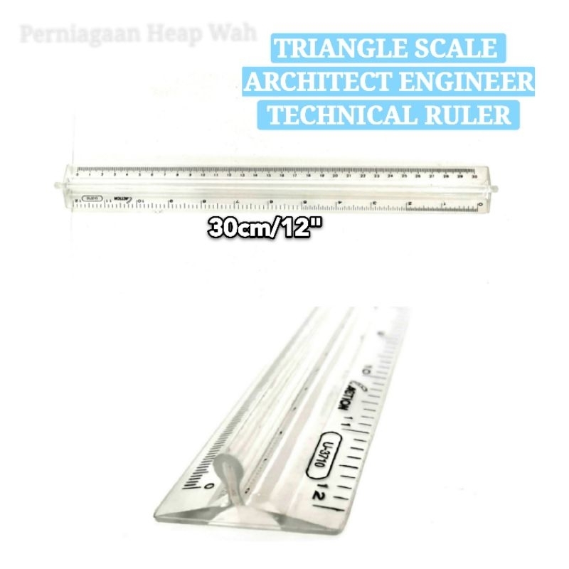 TRIANGLE SCALE ARCHITECT ENGINEER TECHNICAL RULER 30CM/12"/RULER ACTION RL0020 | Shopee Malaysia